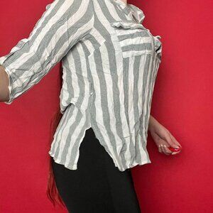Faith and Joy | Tops | Faith And Joy La Grey And White Striped Blouse ...